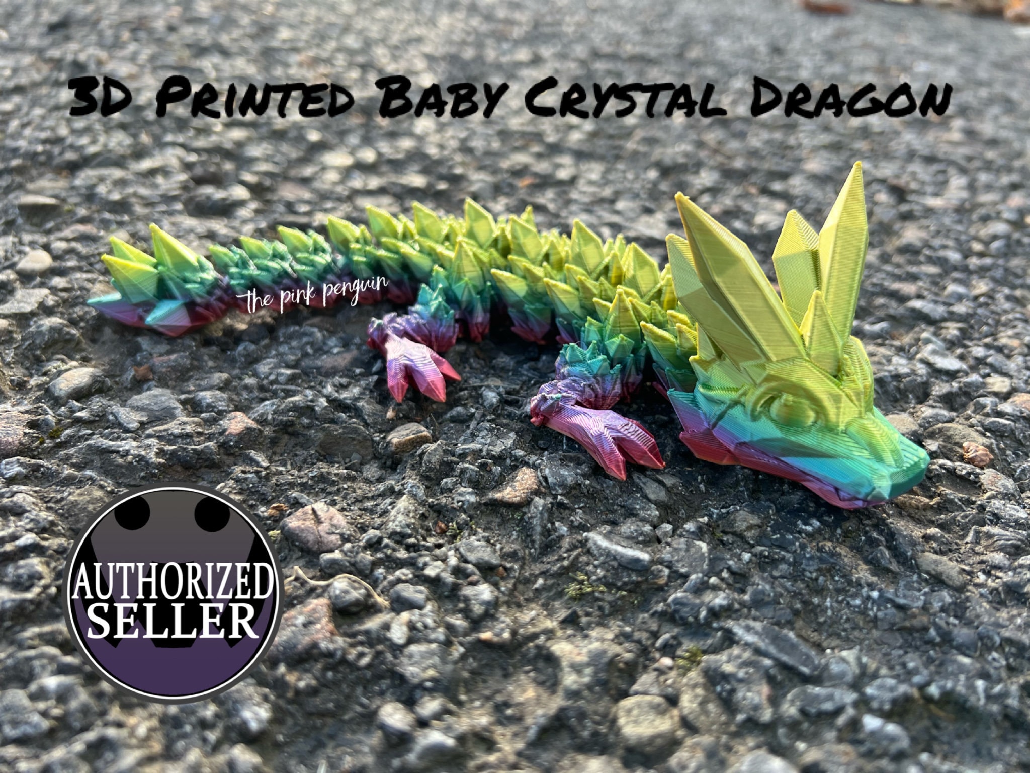 3D Printed Baby Crystal Dragon/baby Dragon/ Articulating Dragon/rainbow ...