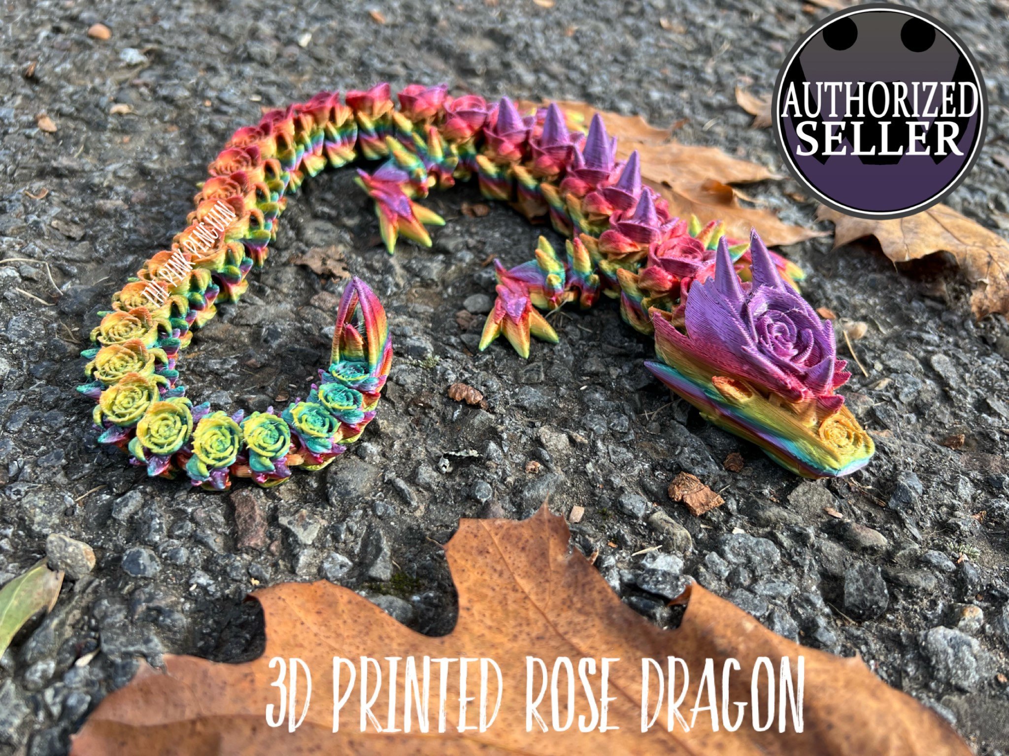 3D Printed Articulated Rose Dragon, Rainbow Rose Dragon, Rose Dragon ...