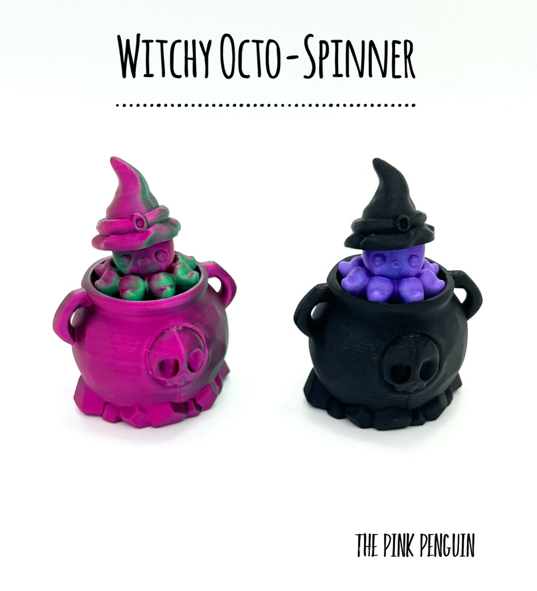 3D Printed Witchy Octo-spinner With Cauldron Fidget Spinner Toy/fidgets ...