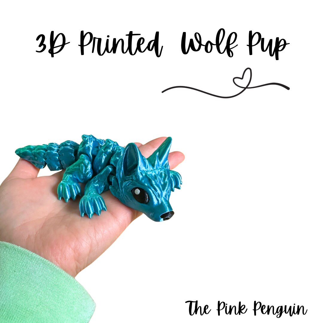 3D Printed Wolf Pup/ Flexible 3D Model/unique Gift for Kids/gift for ...