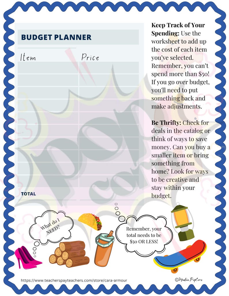 Brownie Scout Budget Builder Badge | Budgeting Fun | NO PREP | Meeting ...