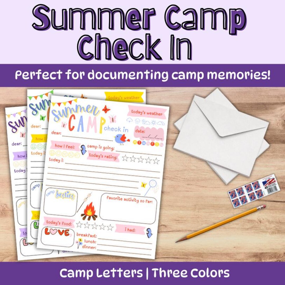 Printable Summer Camp Check-in Page | Kids Camp Journal PDF | Day Camp ...