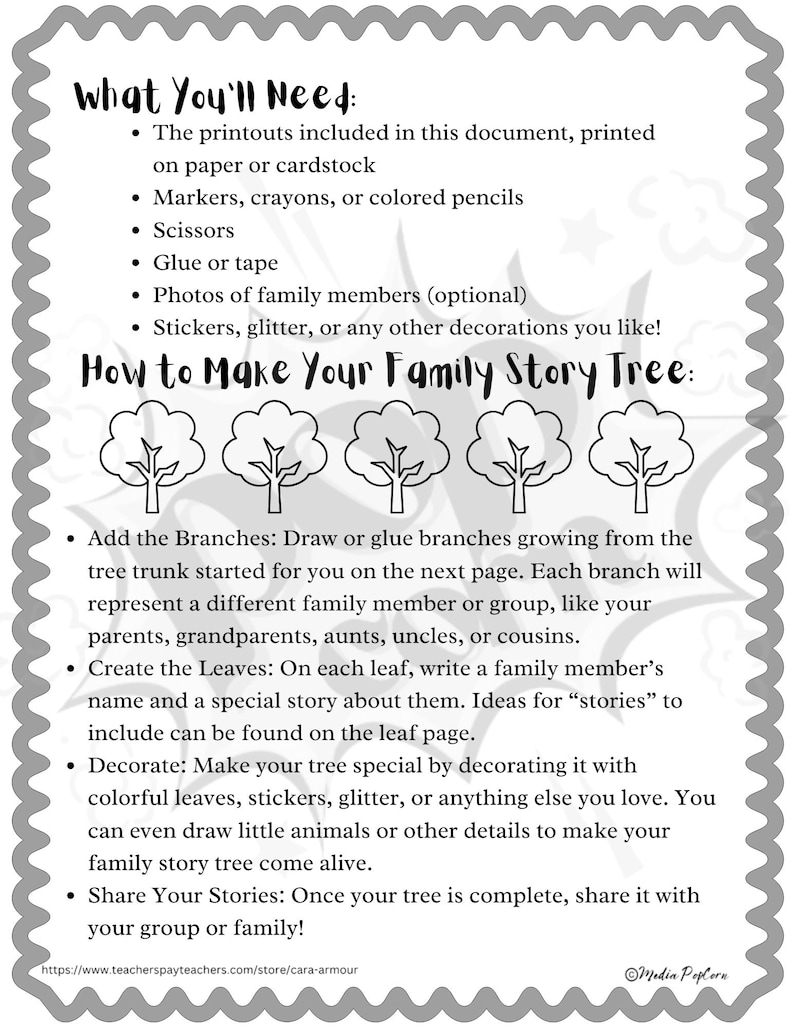 Create Your Own Family Story Tree | Activity Workbook for Kids | BONUS ...