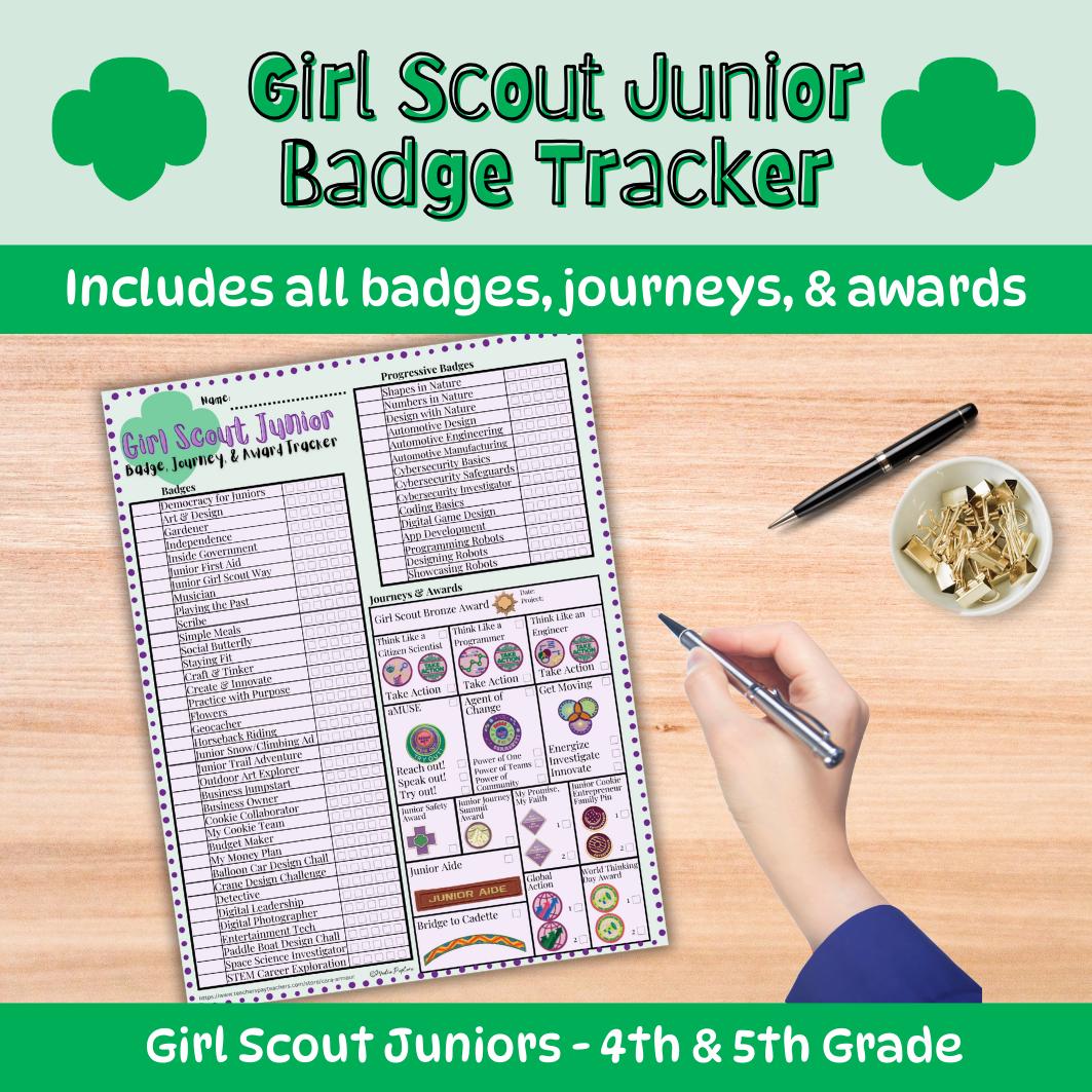 Junior Badge, Journey & Award Tracking Sheet | One-page Tracker | Girl ...