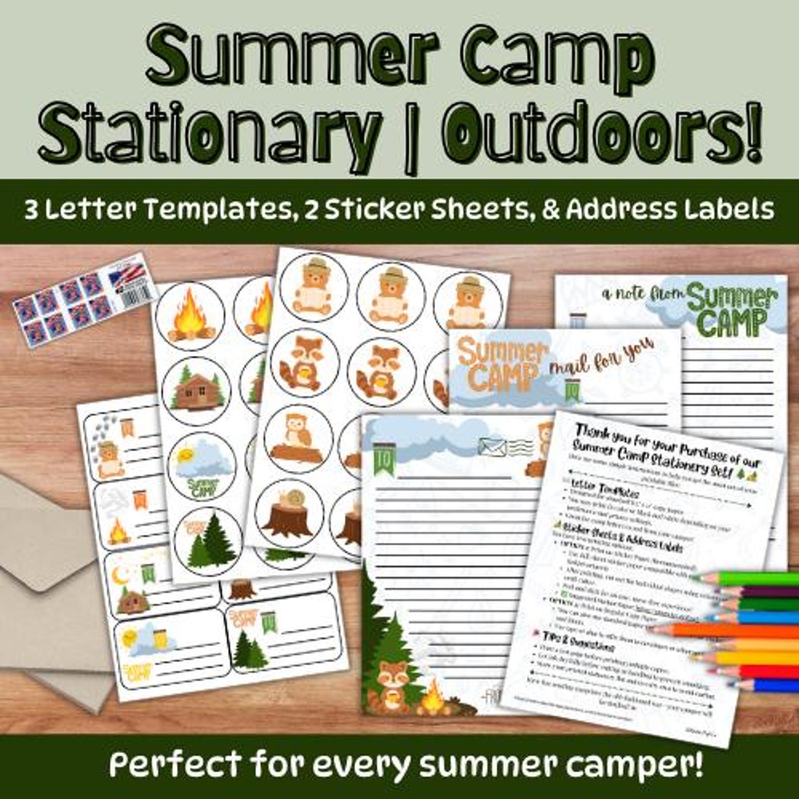 Summer Camp Stationery Set – Printable Digital Download | Cabin ...