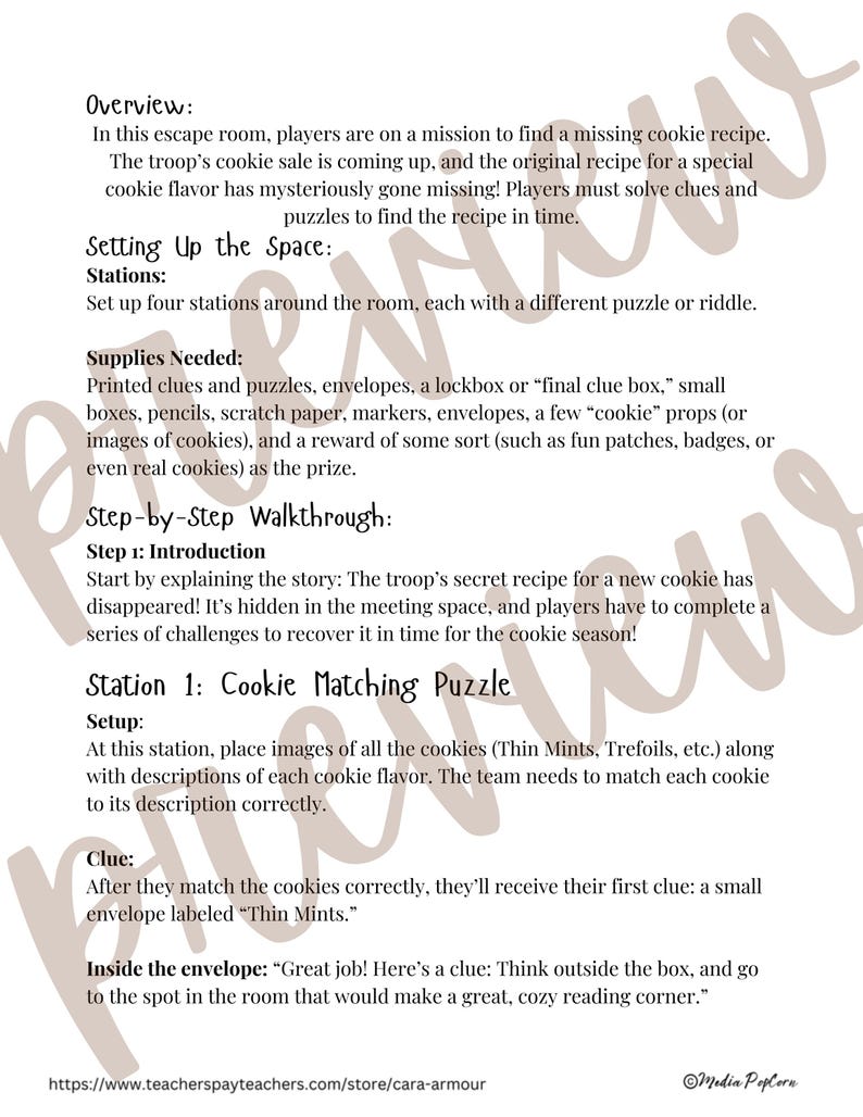 UPDATED for 2026! Scout Cookie Mystery Escape Room Adventure | Meeting ...