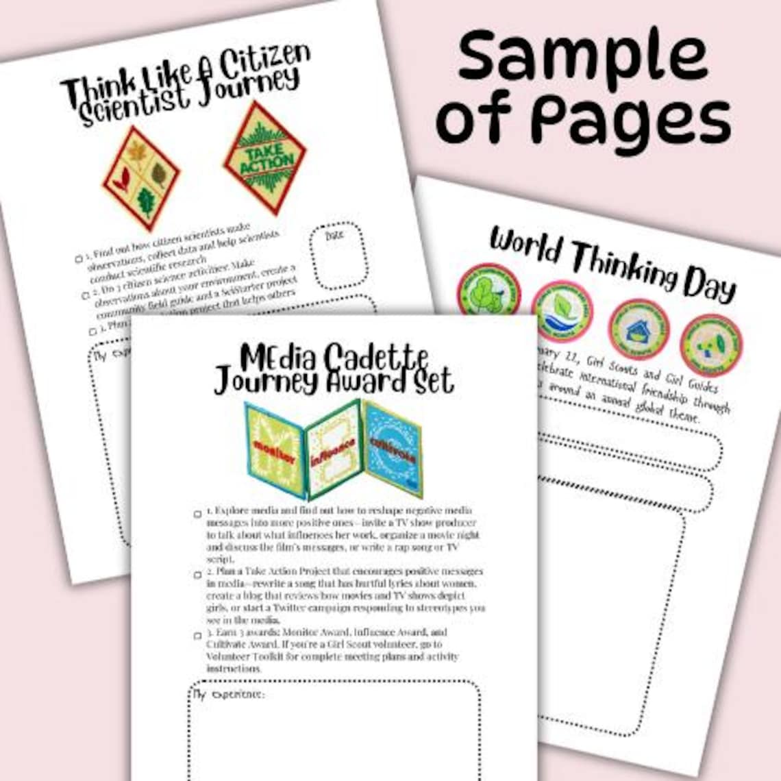 Girl Scout Cadette Badge Tracking Book| 3 Included Covers ...