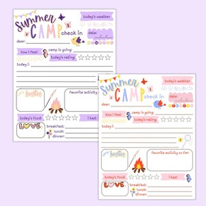 Printable Summer Camp Check-in Page | Kids Camp Journal PDF | Day Camp ...
