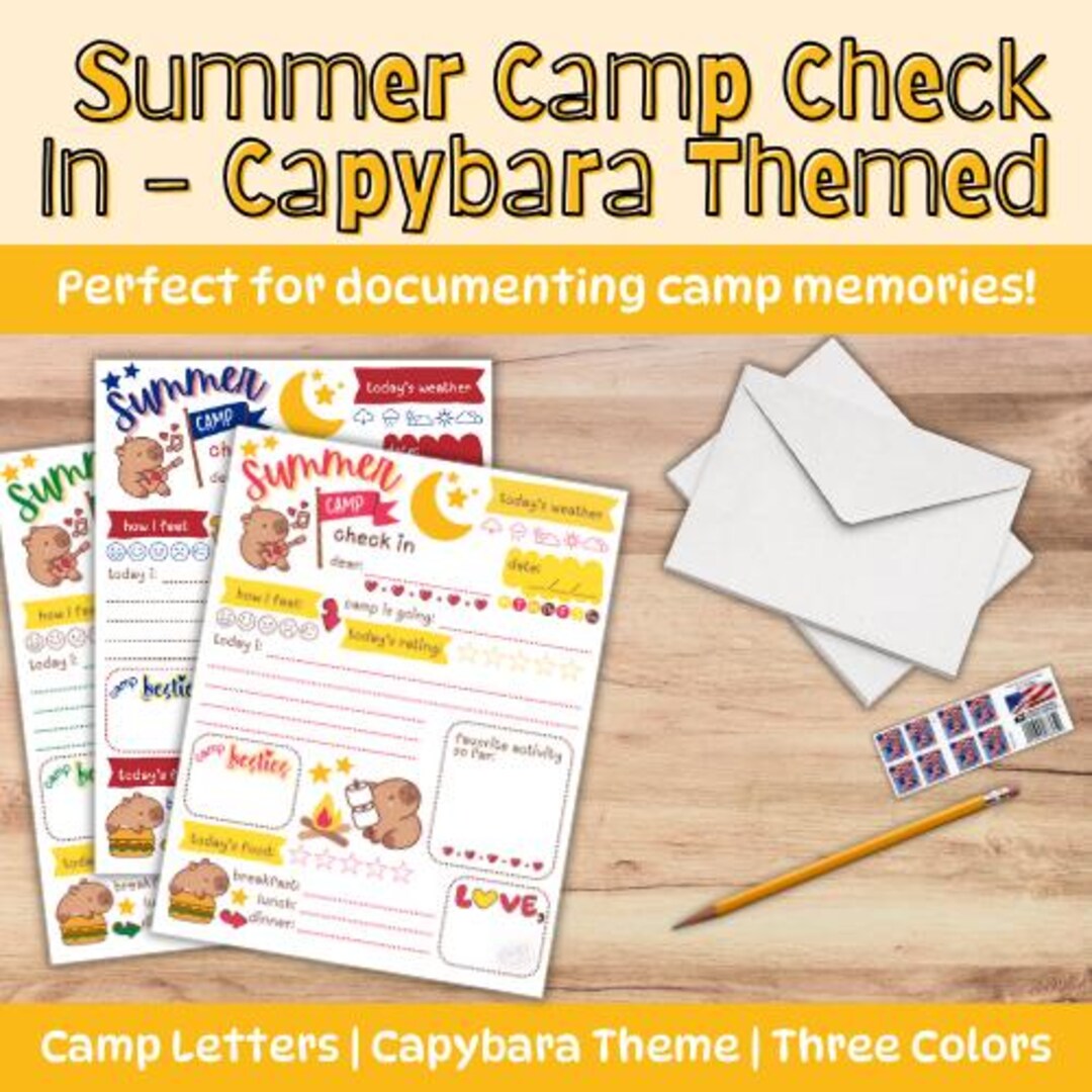 Printable Summer Camp Check-in Page | CAPYBARA THEMED | Kids Camp ...