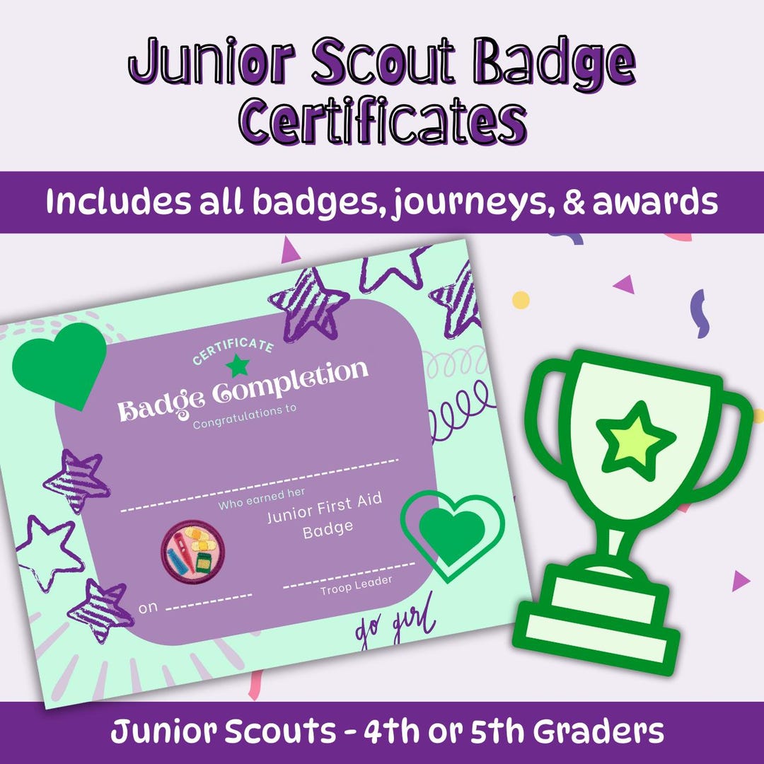 Junior Scout Badge & Award Certificate Bundle | Updated for the 2025 ...