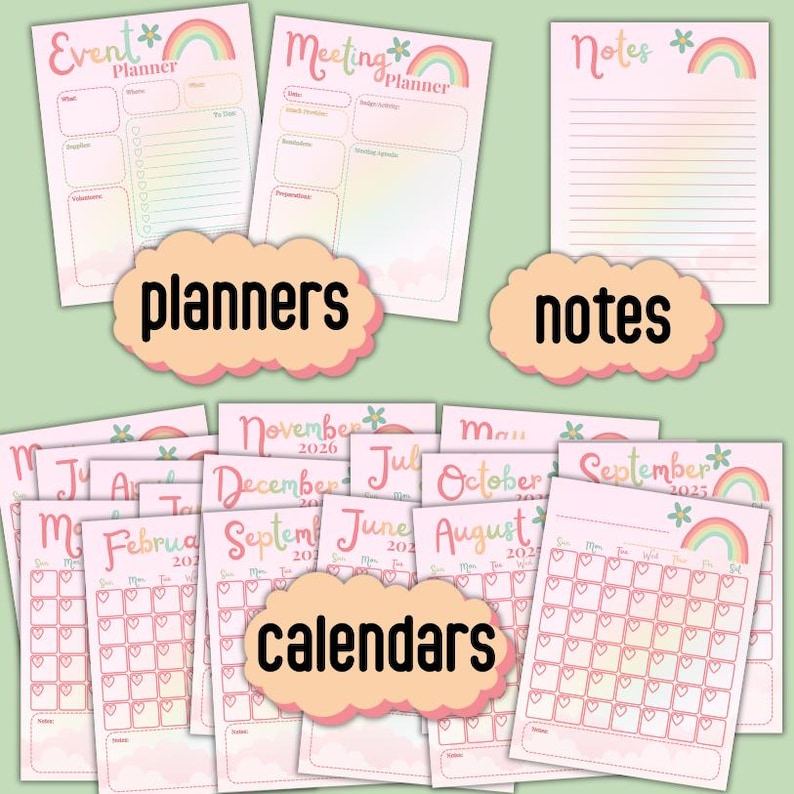 Rainbow-themed Scout Troop Leader Planner | Printable 8.5x11 Organizer ...