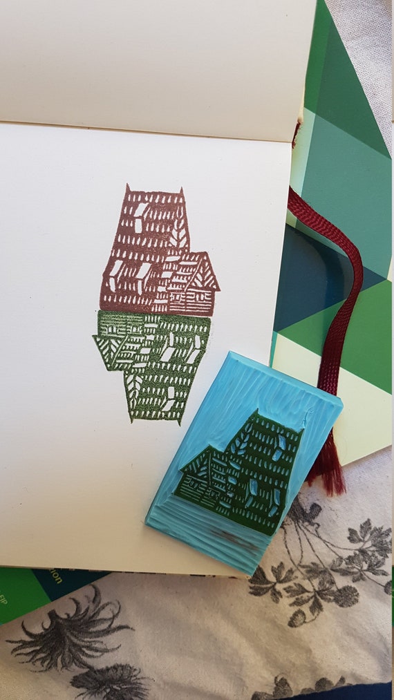 Wood cabin rubber stamp house rubber stamp | Etsy