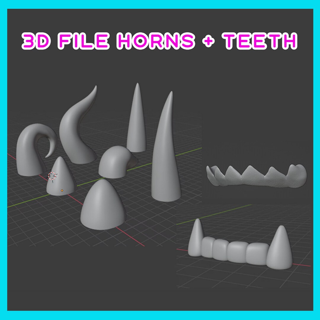 3D Printable Horns + Teeth (FILE ONLY) - Etsy