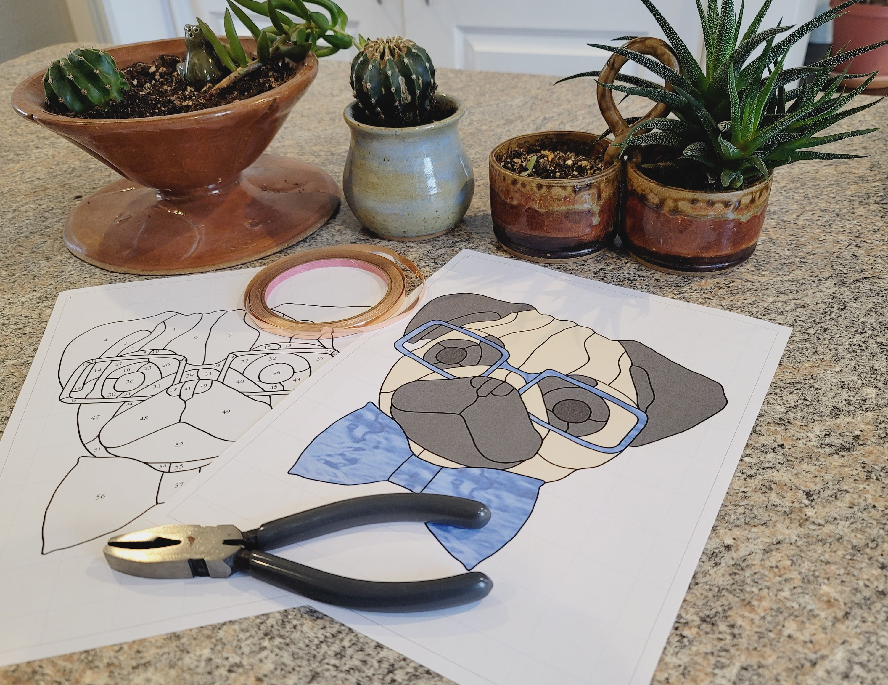 Hipster Pug Stained Glass Pattern - Etsy