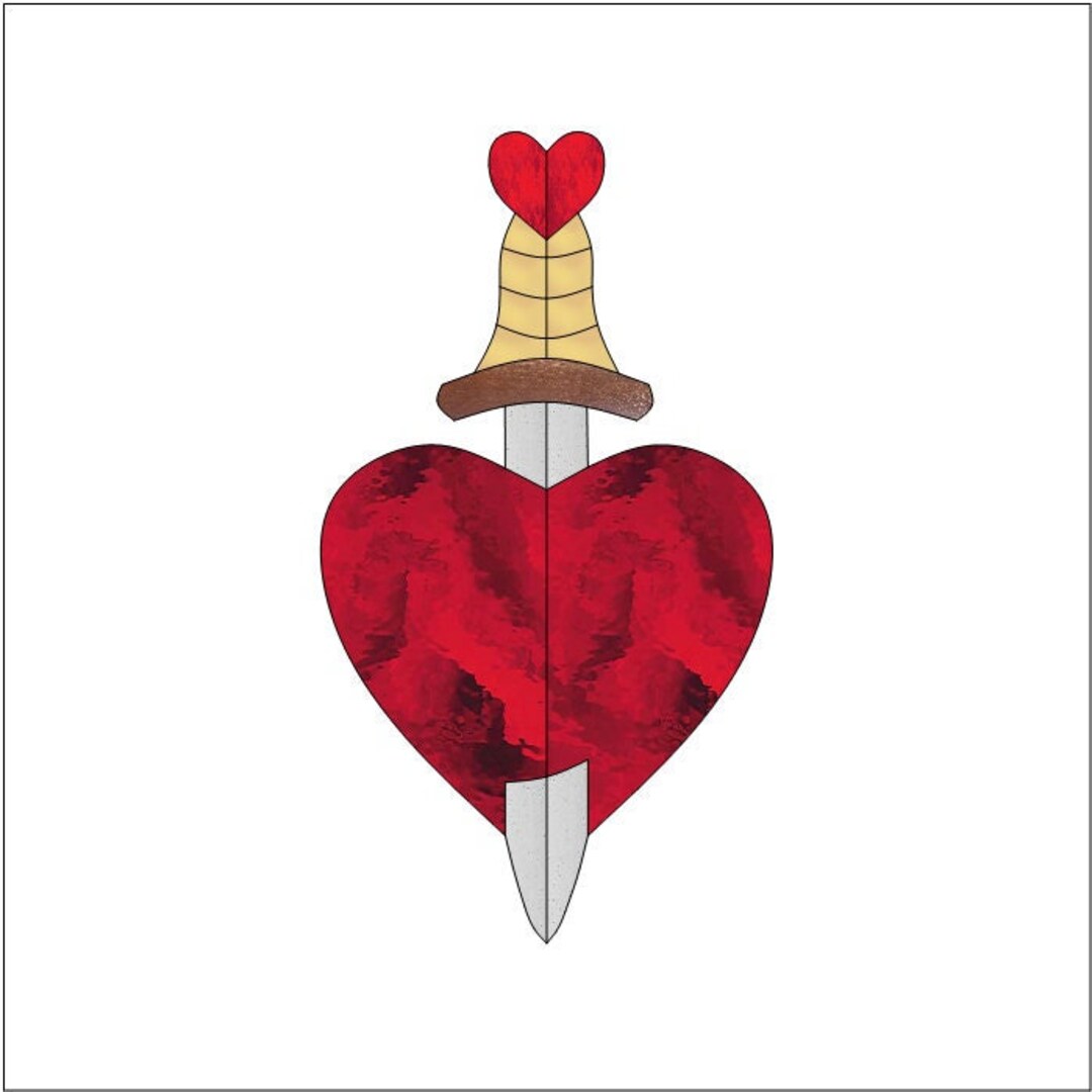 Heart and Dagger Stained Glass Pattern - Etsy