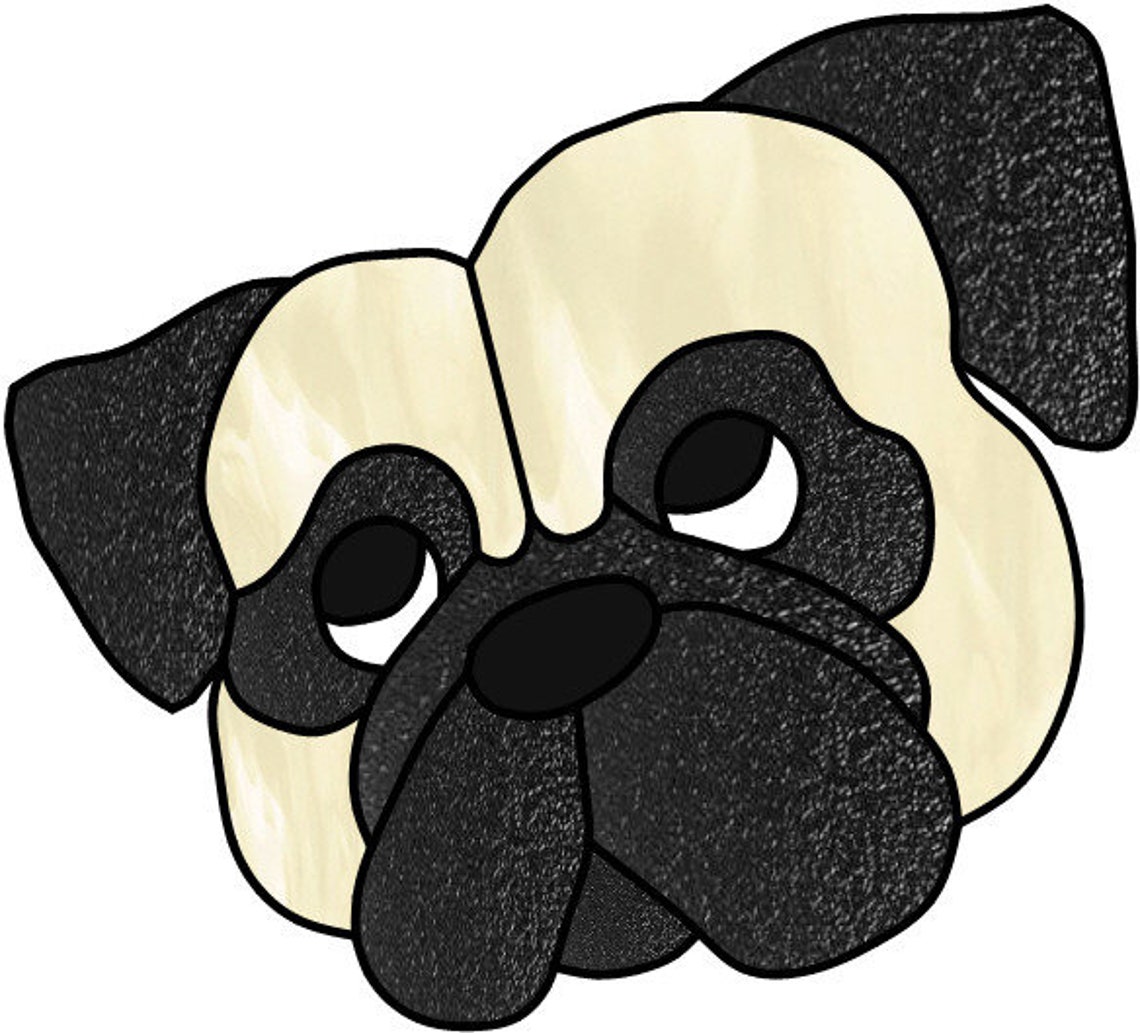 Cartoon Pug Stained Glass Pattern - Etsy