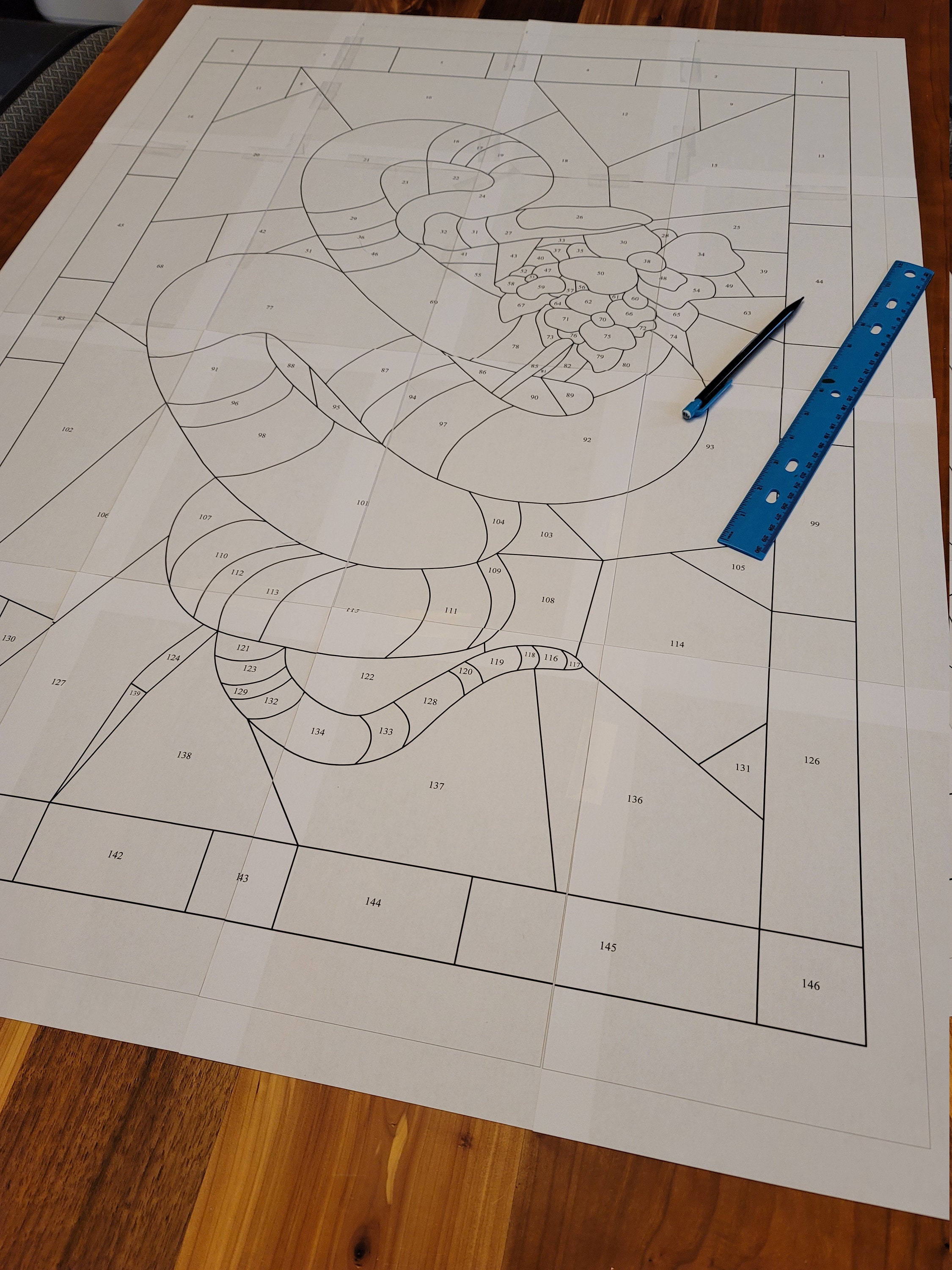 King Snake Stained Glass Pattern Large | Etsy