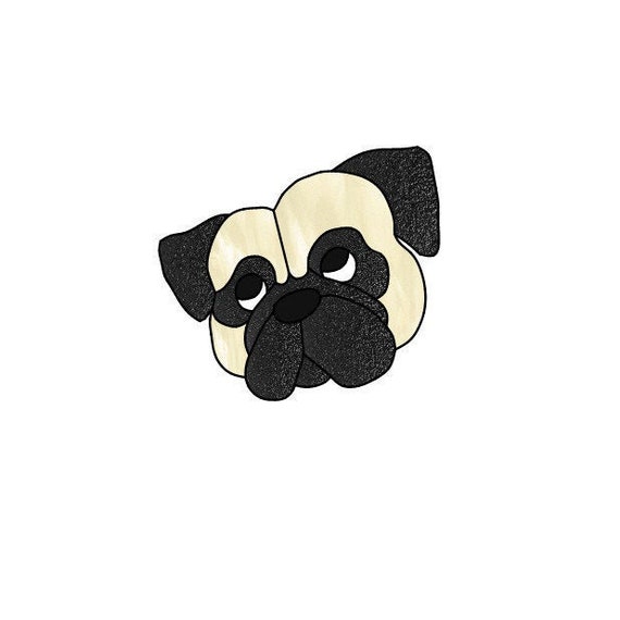 Cartoon Pug Stained Glass Pattern - Etsy