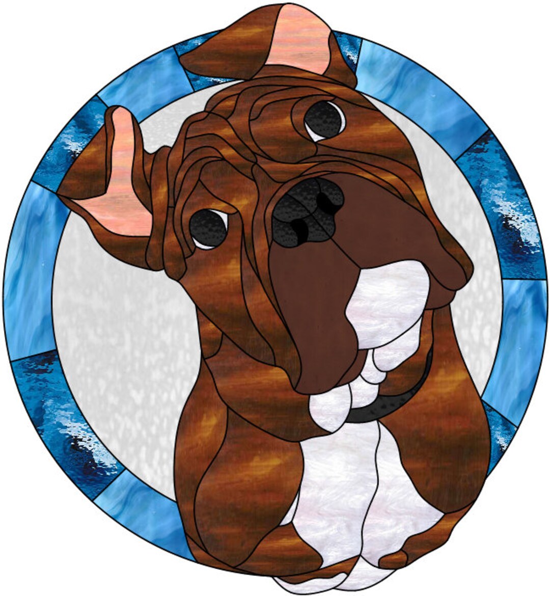 Round Boxer Stained Glass Pattern - Etsy