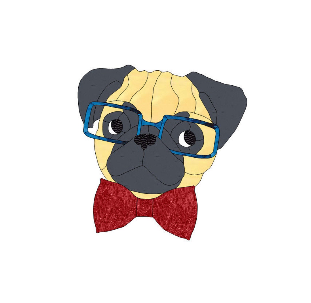 Hipster Pug Stained Glass Pattern - Etsy