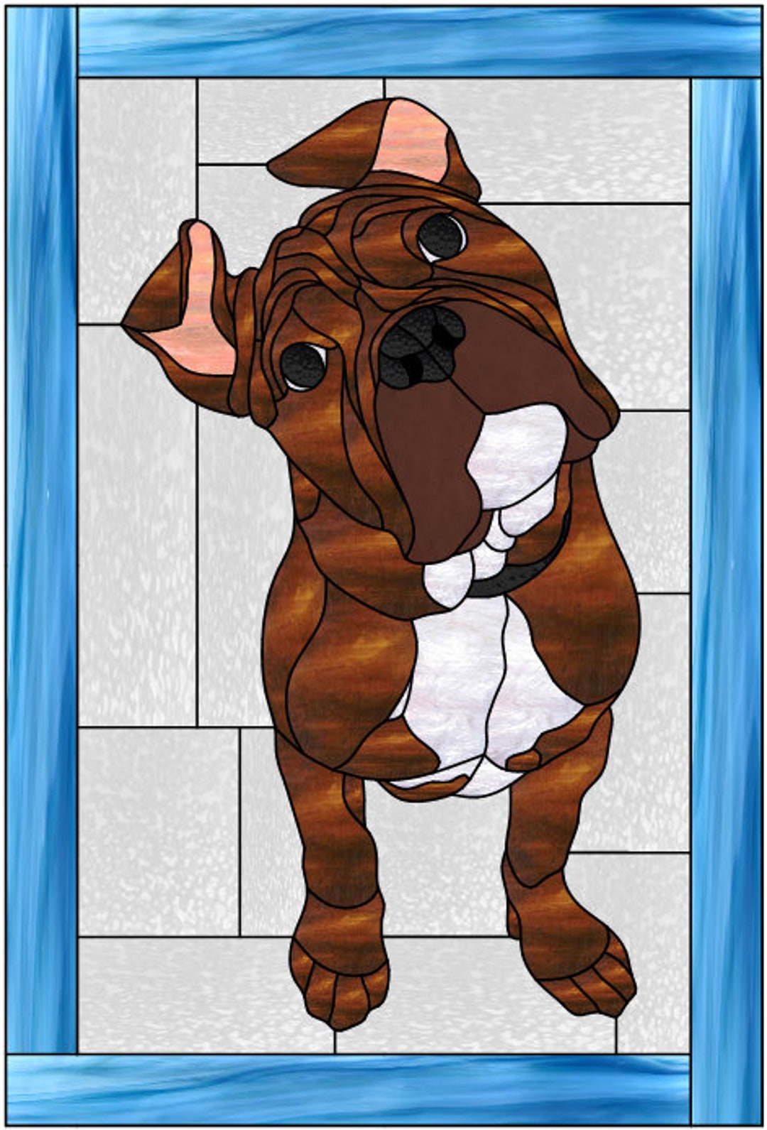 Rectangle Boxer Stained Glass Panel Pattern - Etsy