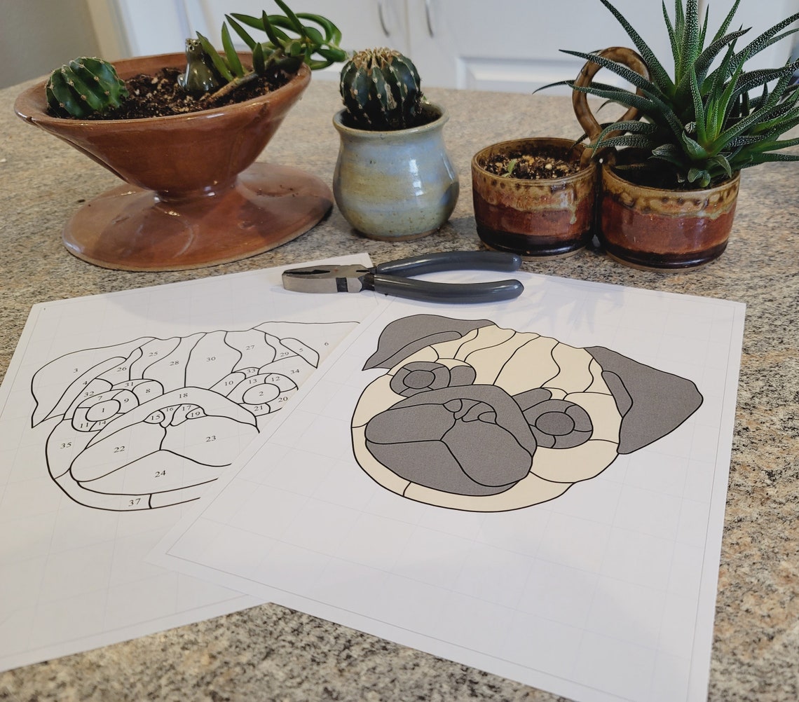 Pug Stained Glass Pattern | Etsy