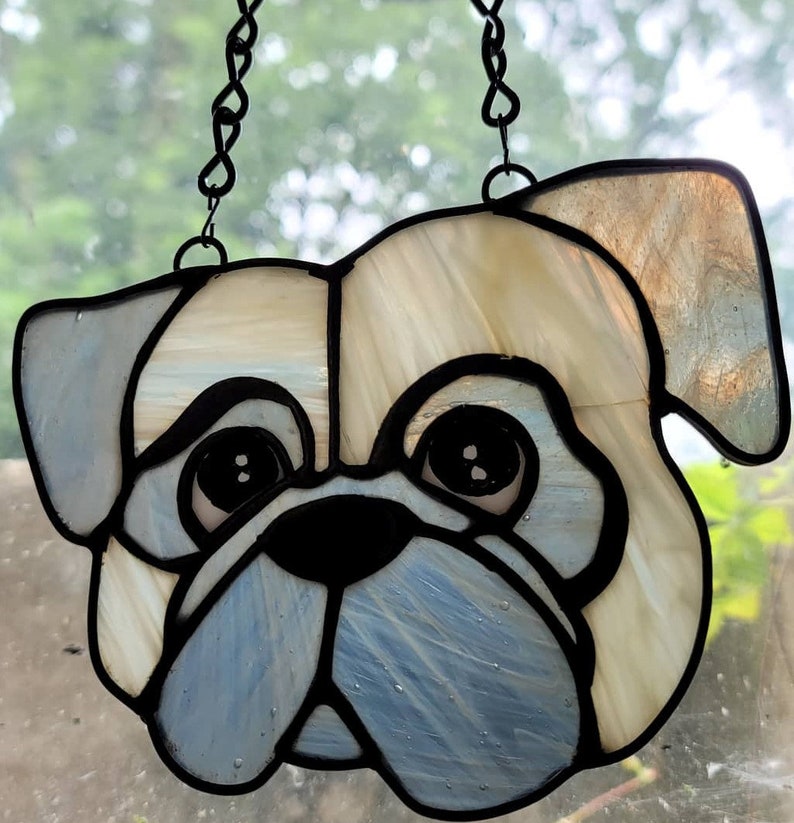 Cartoon Pug Stained Glass Pattern - Etsy