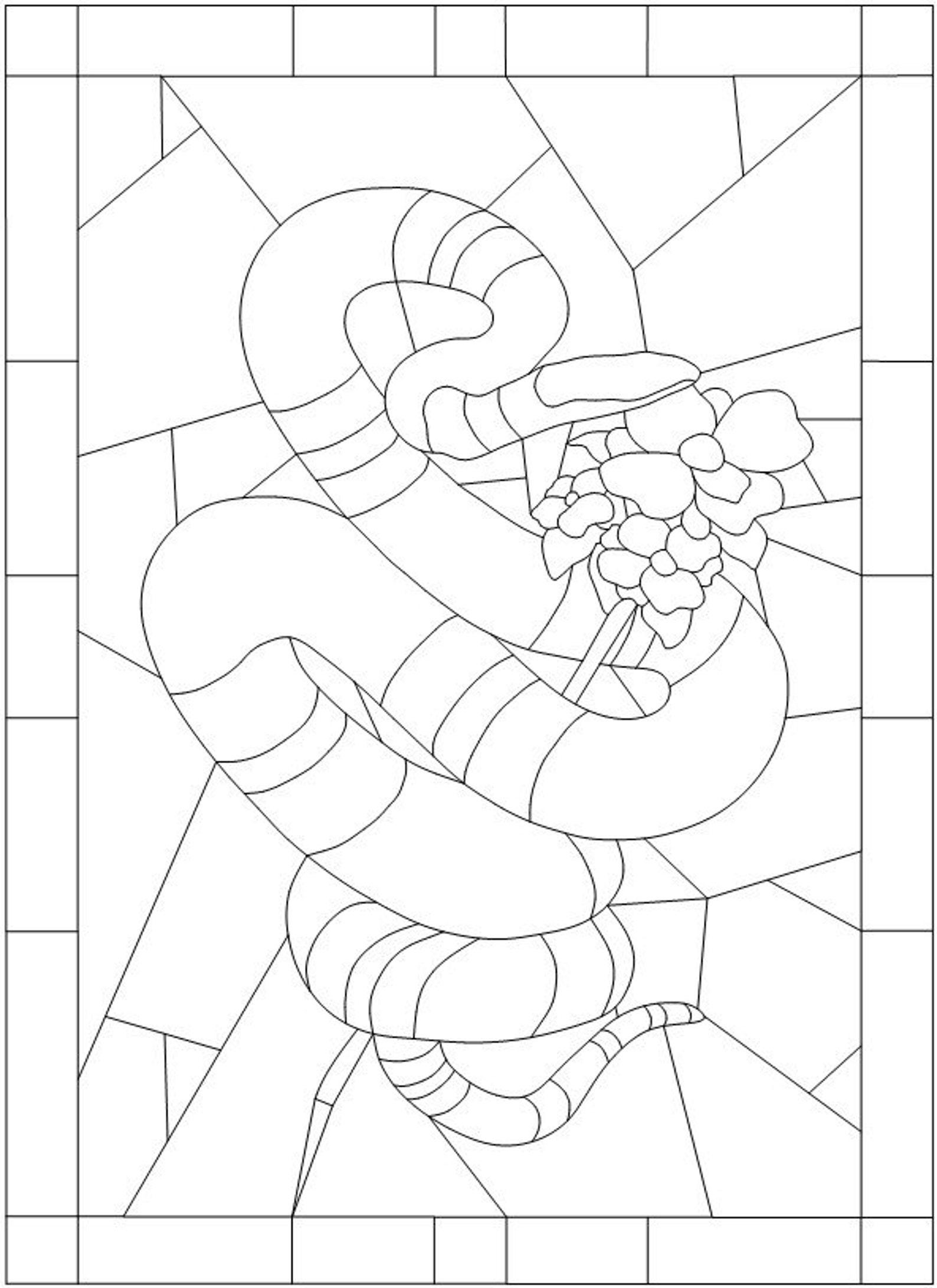 King Snake Stained Glass Pattern large | Etsy