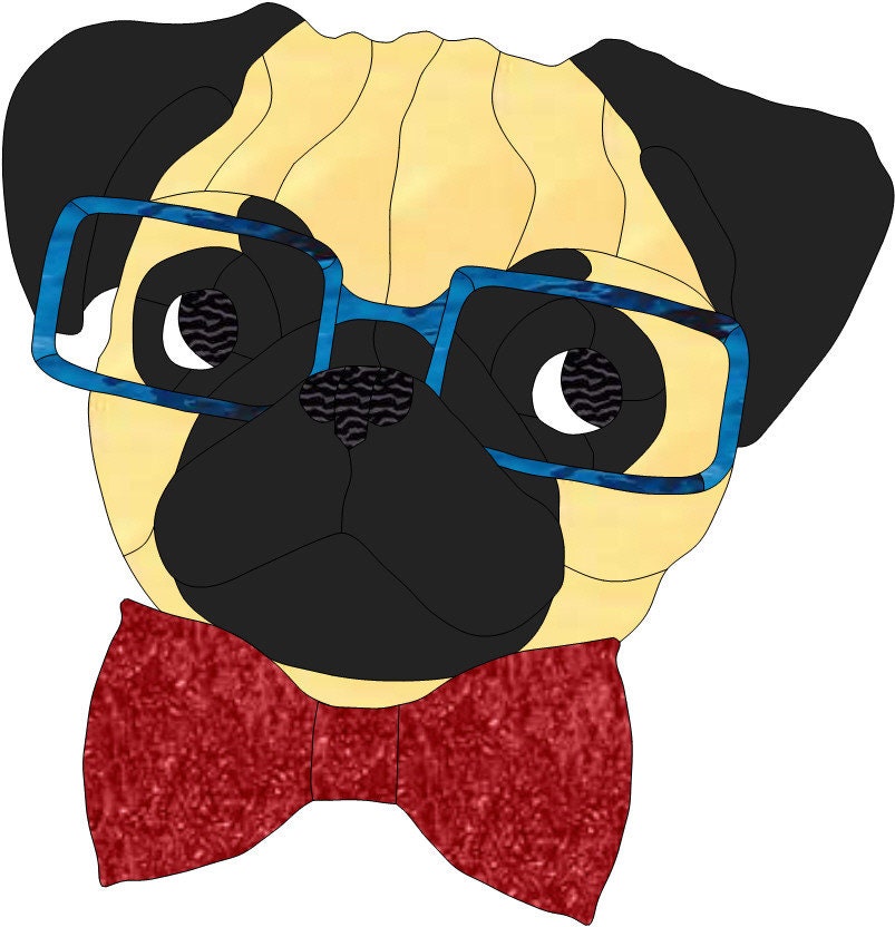 Hipster Pug Stained Glass Pattern - Etsy