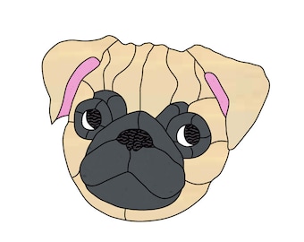 Pug Dog Stained Glass Pattern - Includes Printable Pages and Cricut PNG ...