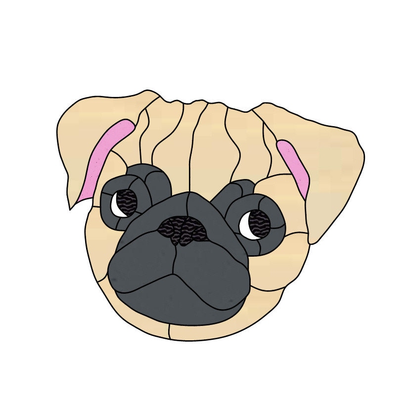 Pug Stained Glass Pattern | Etsy