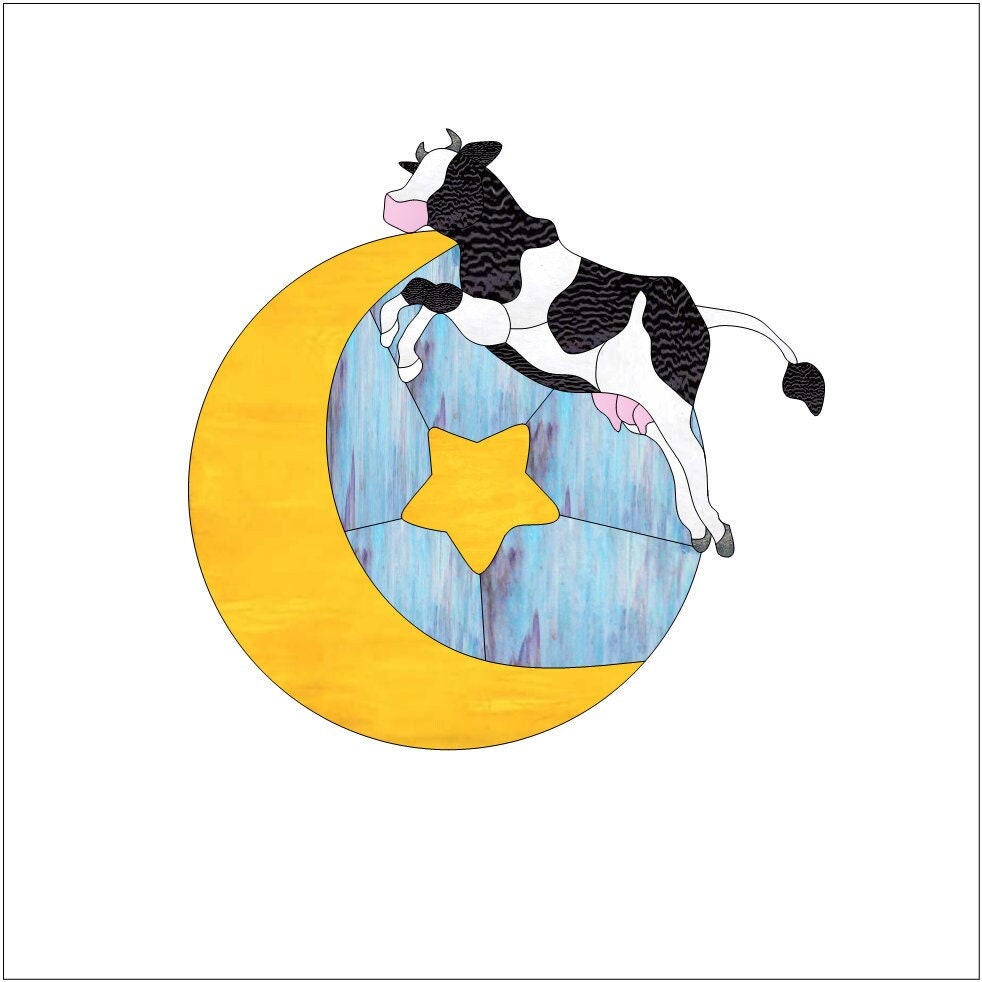 Cow Over Moon Glass Pattern - Etsy