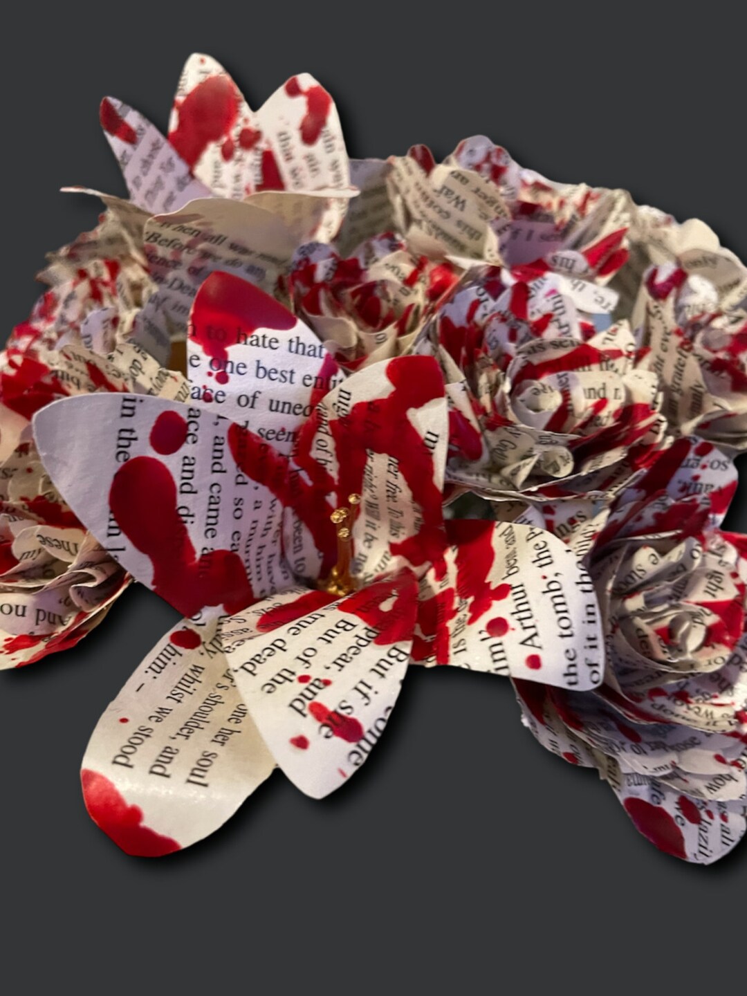 Vampire Paper Book Flowers, Vampire Decor, Dracula Paper Roses, Red ...