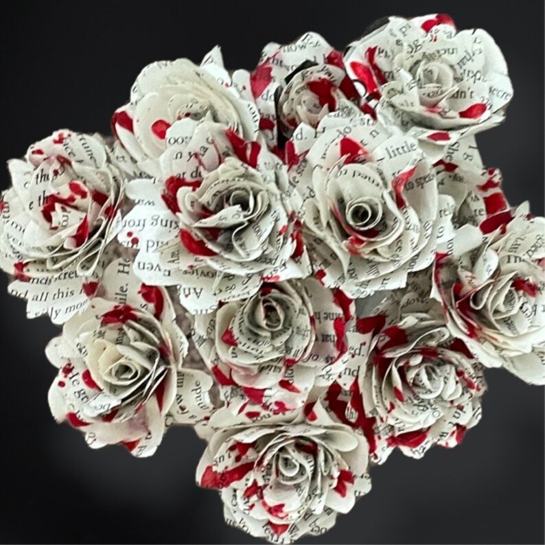 Vampire Paper Book Flowers, Vampire Decor, Dracula Paper Roses, Red ...