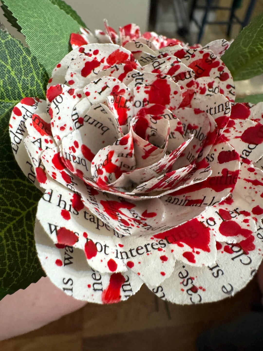 Vampire Paper Book Flowers, Vampire Decor, Dracula Paper Roses, Red ...