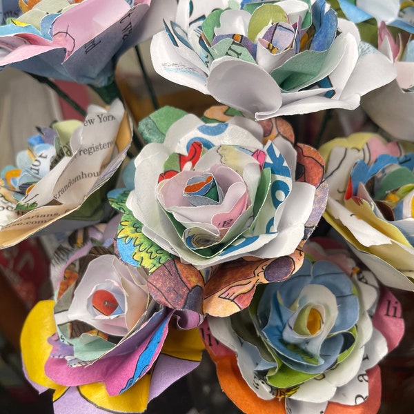 Book Paper Flowers - Etsy