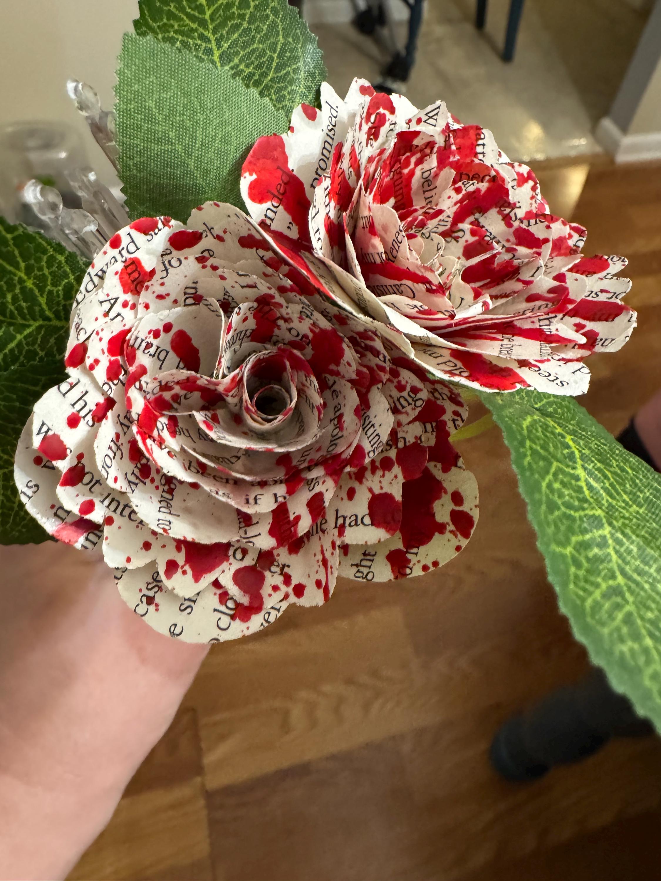 Vampire Paper Book Flowers, Vampire Decor, Dracula Paper Roses, Red ...