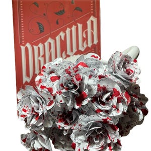 Vampire Paper Book Flowers, Vampire Decor, Dracula Paper Roses, Red ...