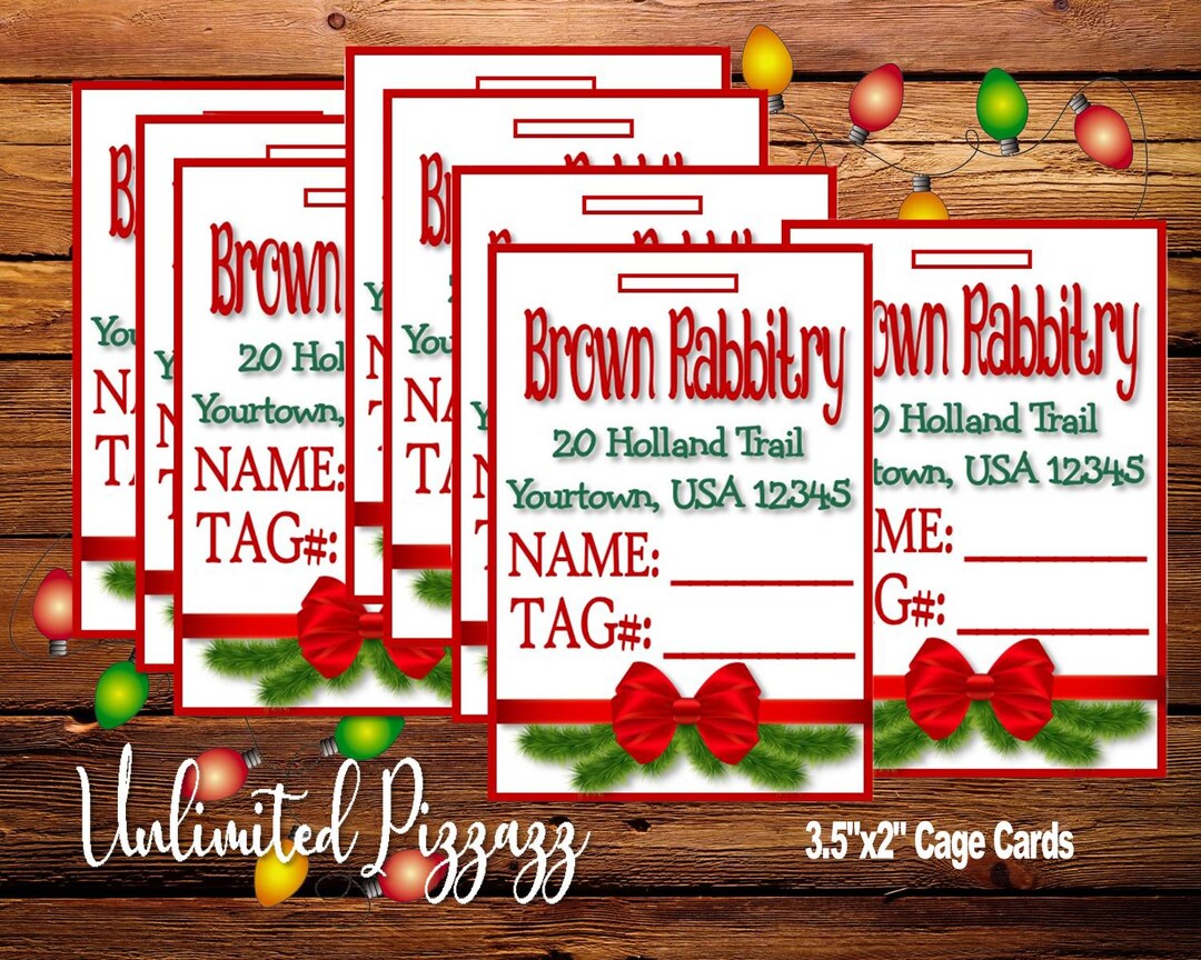 Christmas Rabbit Cage Tags Writable, Rabbit Cage, Made to Order ...