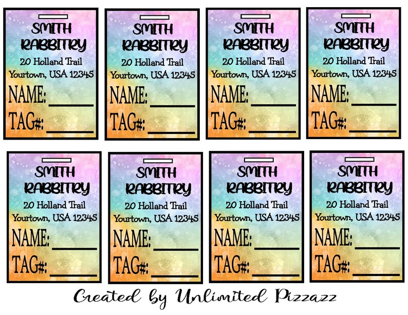 Rabbit Cage Tags Writable, Rabbit Cage, Made to Order, Fillable Tags ...