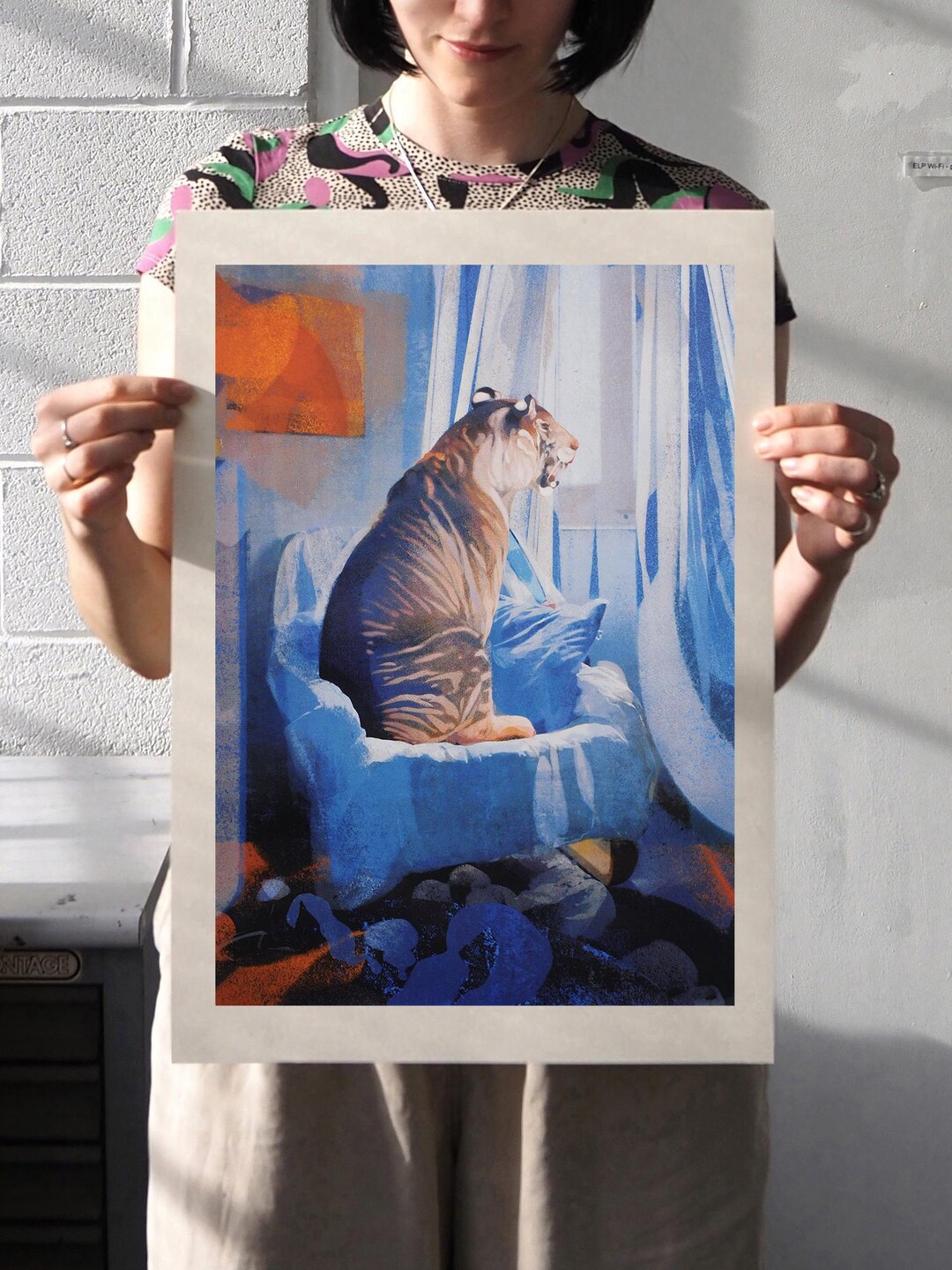 The Blue Room, A3 Screenprint, Tiger Illustration - Etsy