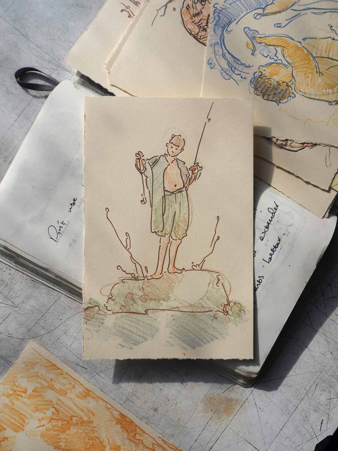 The Fisherman, Stone Lithograph Print, Figurative Drawing - Etsy