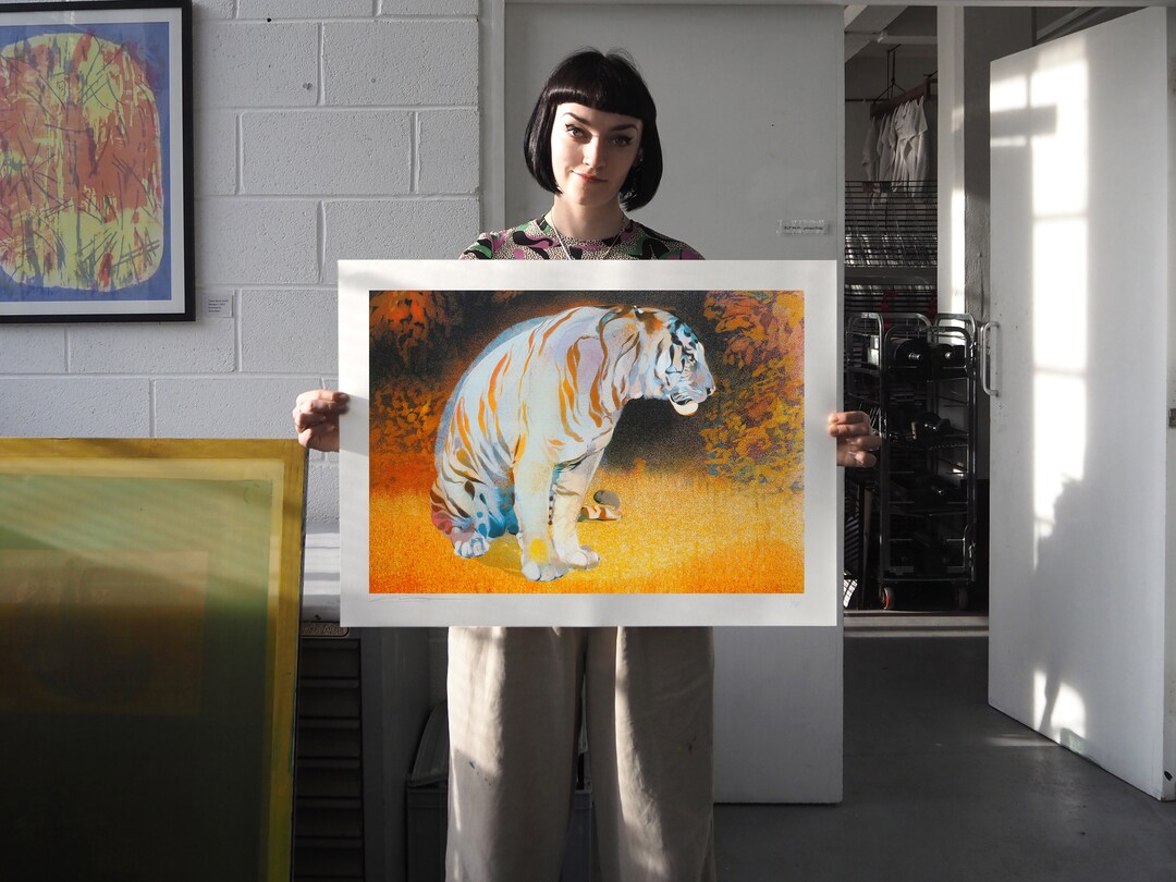 Tiger in the Bear Rainforest, A2 Screenprint, Animal Illustration - Etsy
