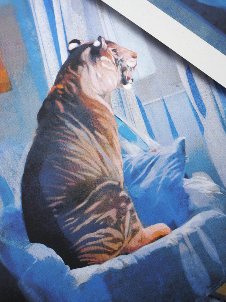 The Blue Room, A3 Screenprint, Tiger Illustration - Etsy