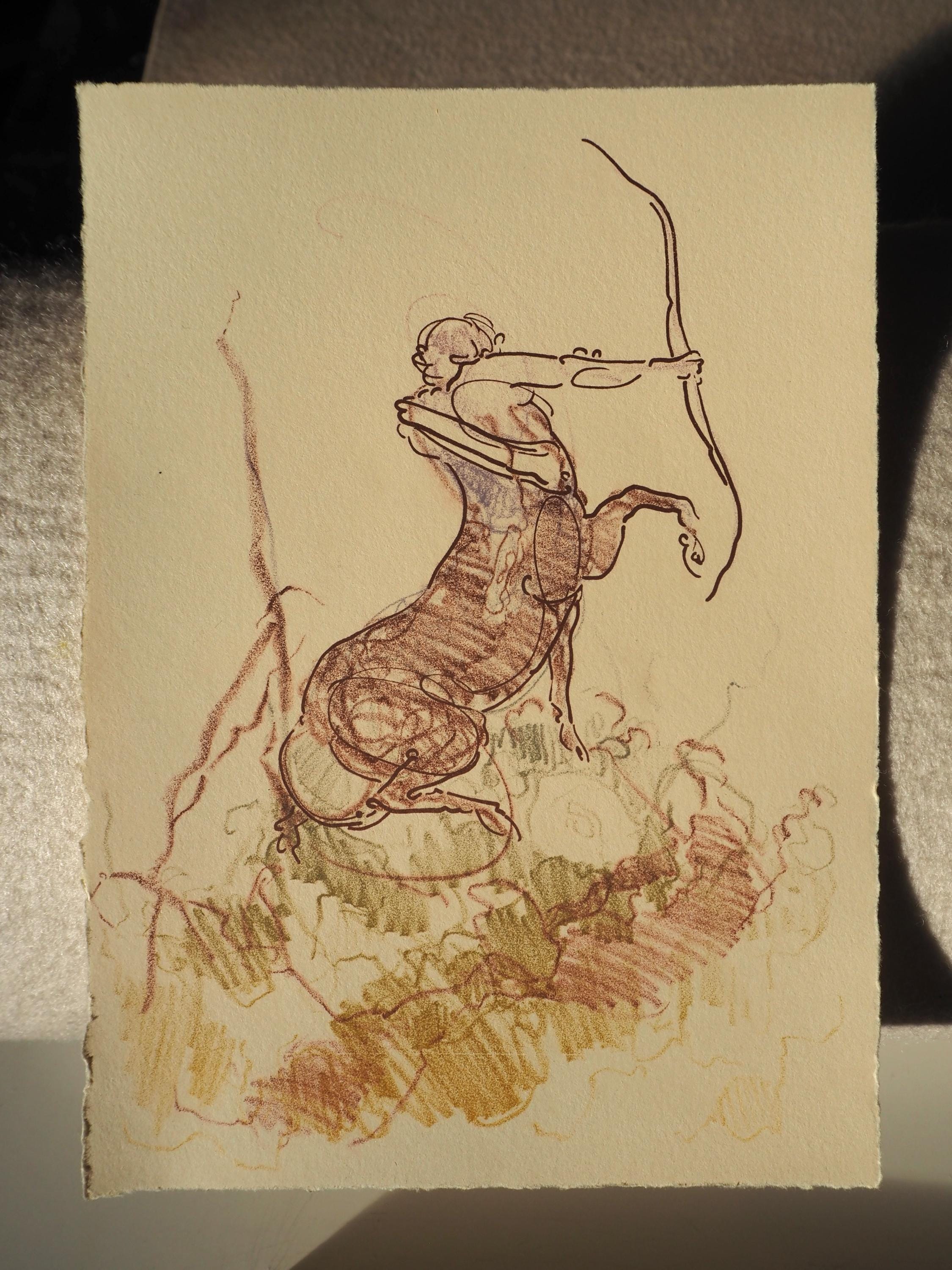 The Centaur, Stone Lithograph Print, Mythical Art - Etsy