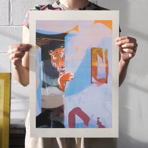 A Head Filled With Tigers... A3 Screenprint, Tiger Illustration - Etsy