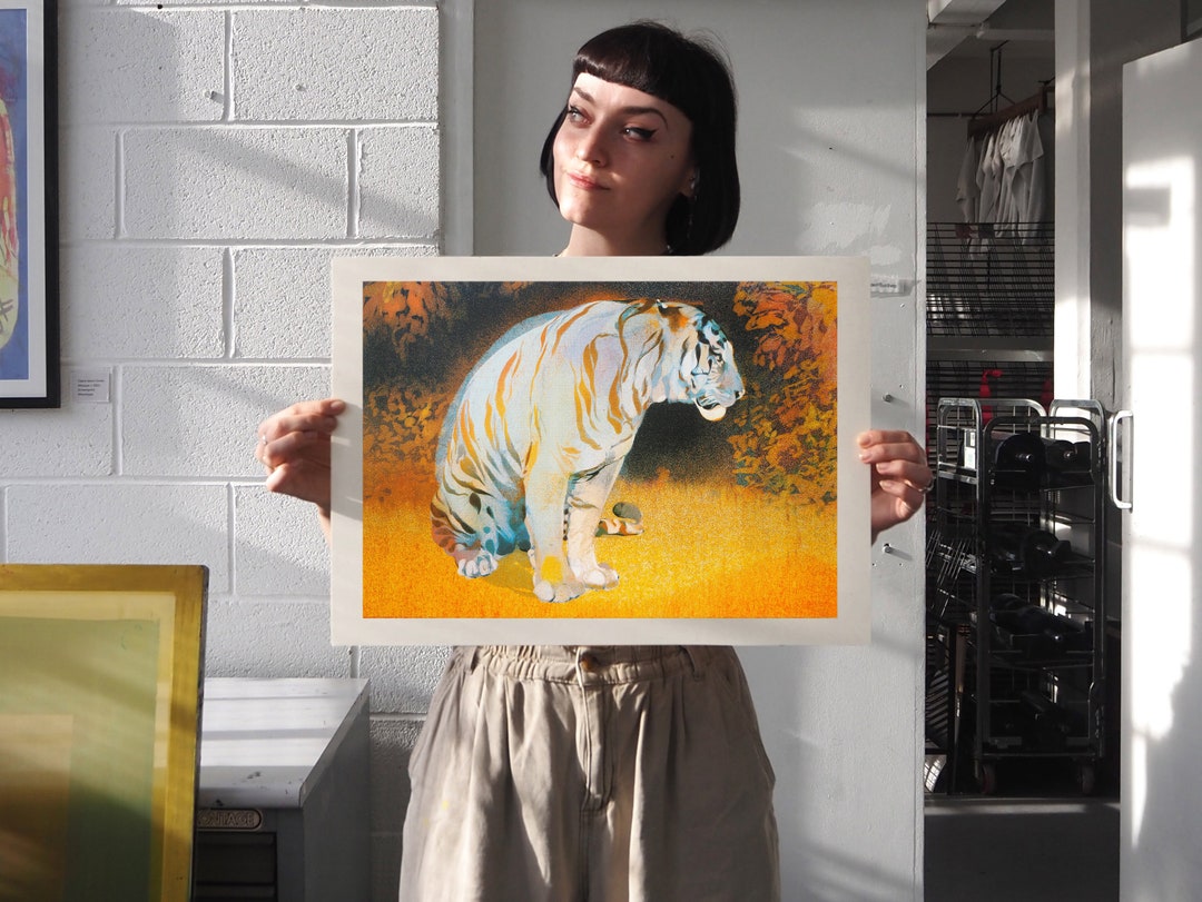 Tiger in the Bear Rainforest, A3 Screenprint, Animal Illustration - Etsy