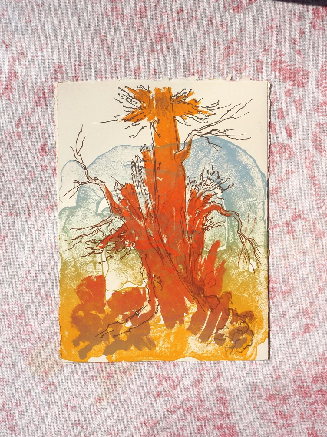 The Tree, Stone Lithograph Print, Nature Art - Etsy