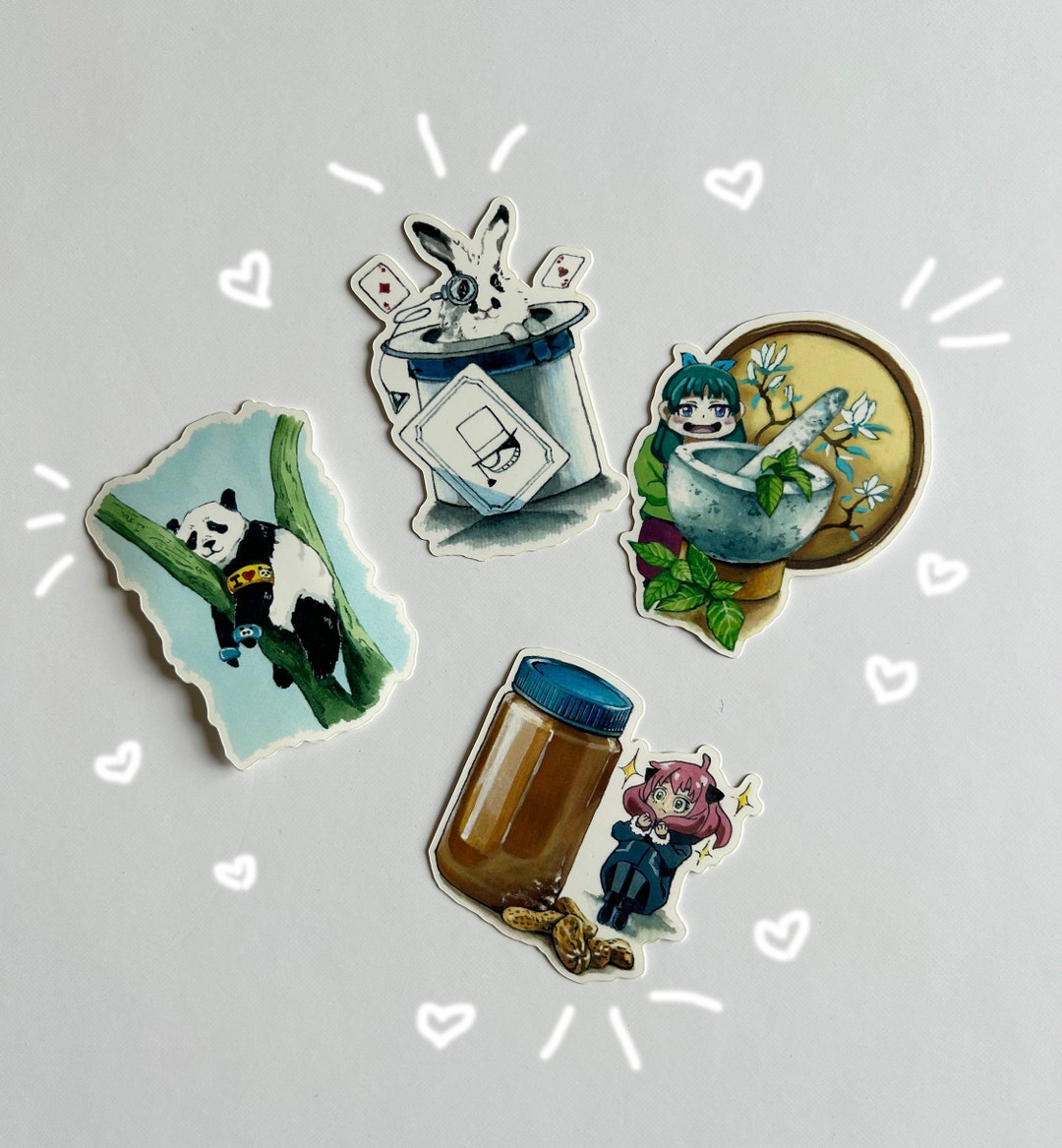 Anime Sticker Set || Anya | Maomao | Panda | Kaito Kid || Cute Vinyl ...