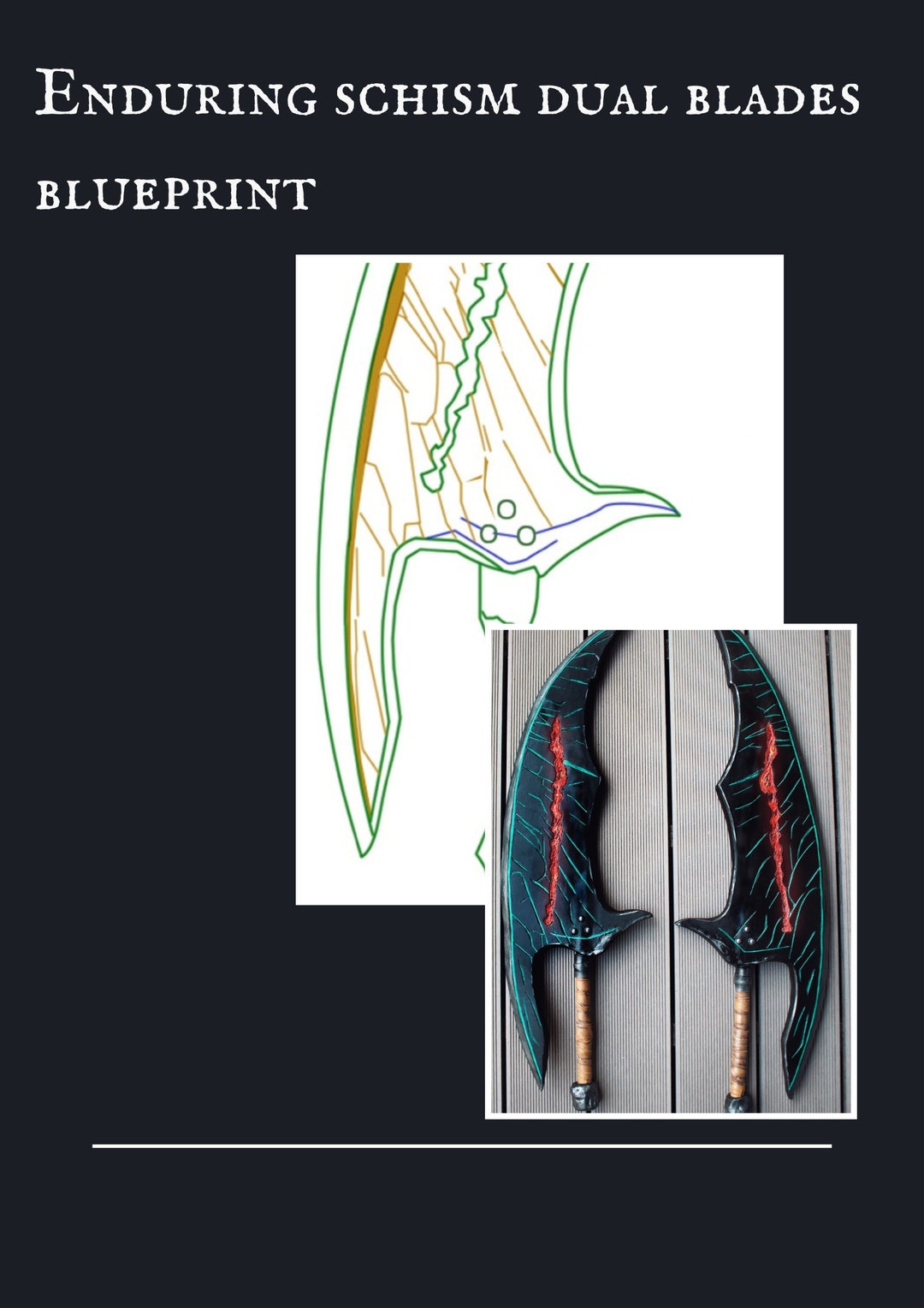 Enduring Schism Dual Blades Blueprint - Monster Hunter Inspired - Etsy